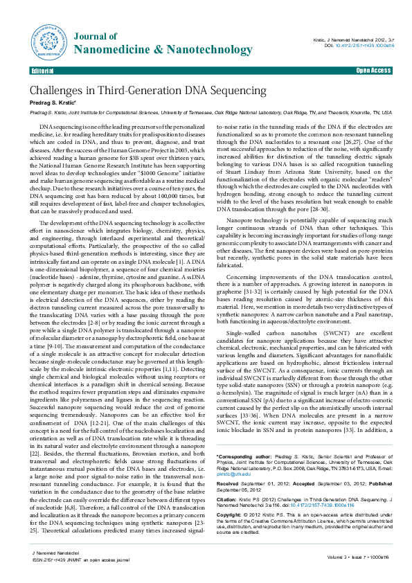 (PDF) Challenges in Third-Generation DNA Sequencing