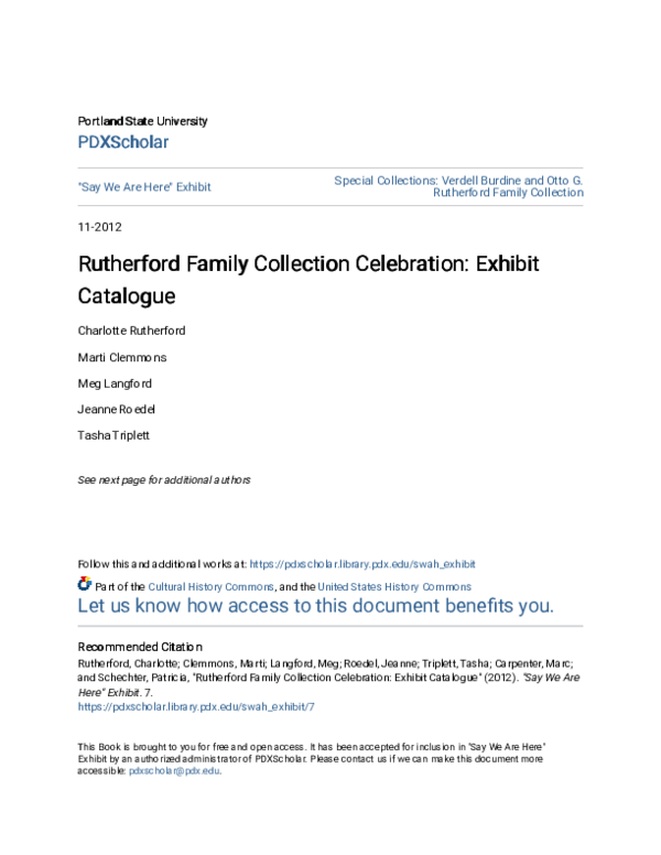 (PDF) Celebrating Oregon's Black Heritage: The Rutherfords