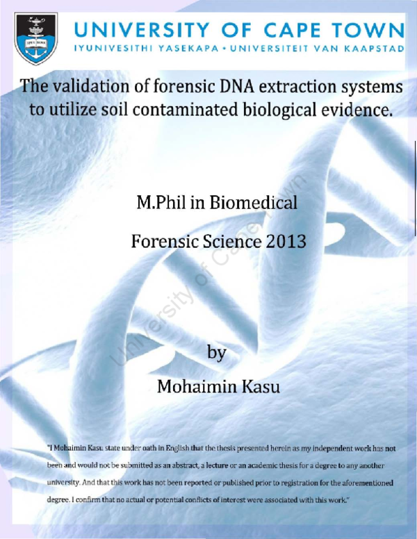 (PDF) The validation of forensic DNA extraction systems to utilize soil ...