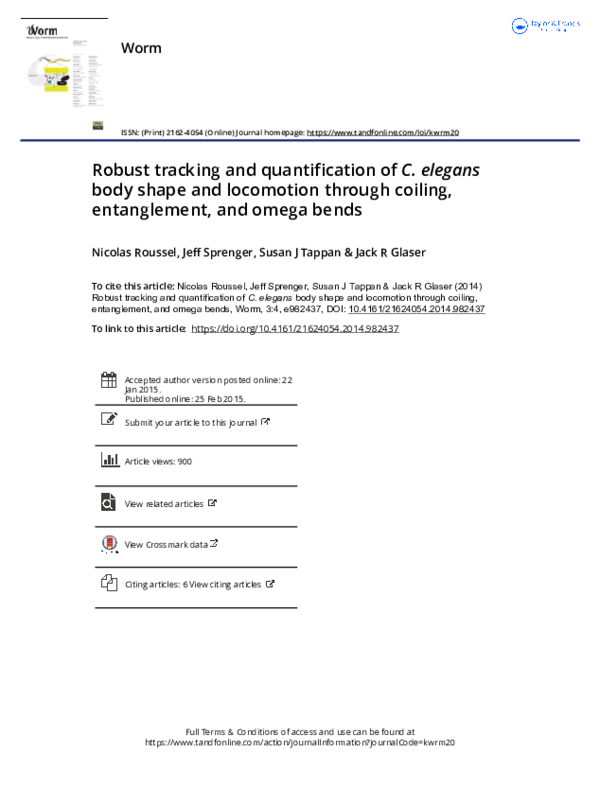 (PDF) Robust tracking and quantification of C. elegans body shape and locomotion through coiling ...