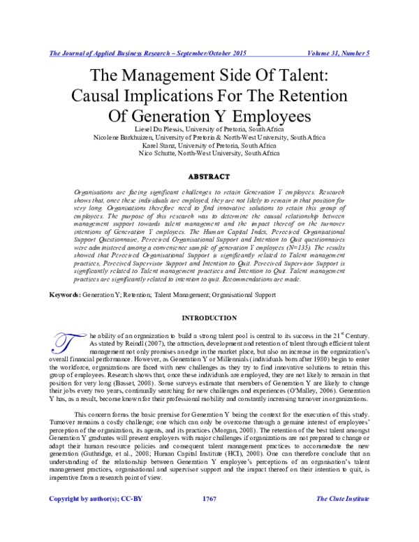(PDF) The Management Side Of Talent: Causal Implications For The ...