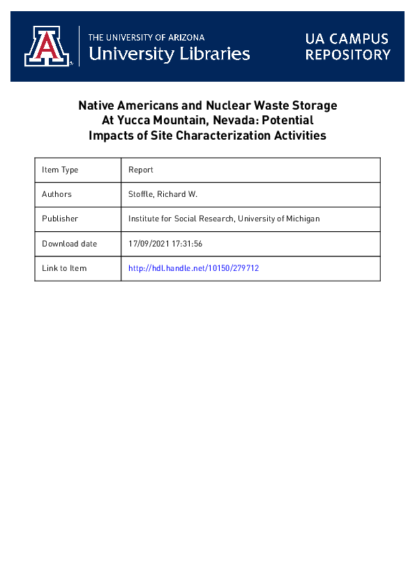 (PDF) Native Americans and Nuclear Waste Storage At Yucca Mountain ...