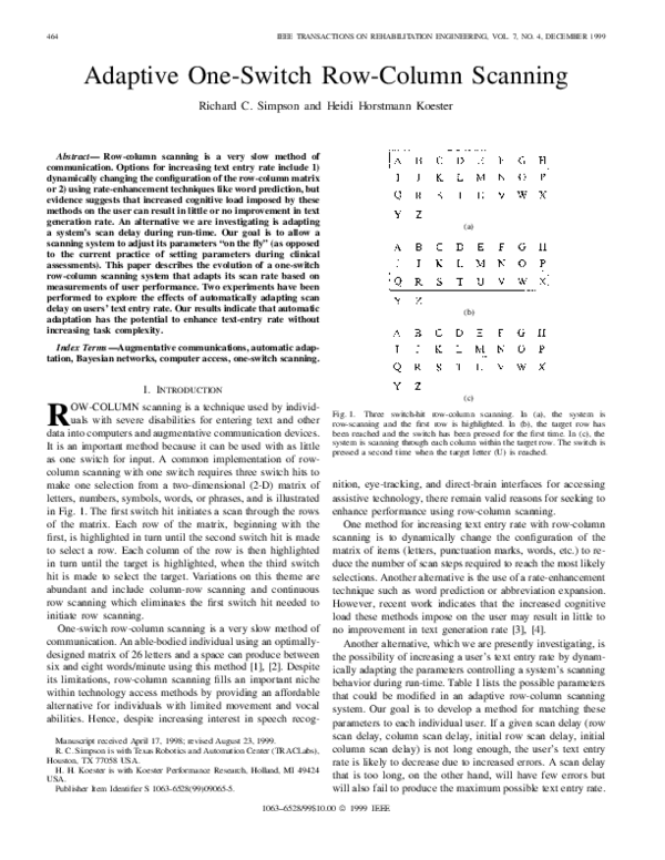 (PDF) Adaptive one-switch row-column scanning