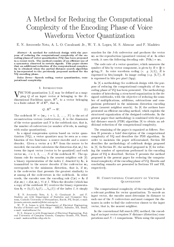 (PDF) A Method For Reducing The Computational Complexity Of The Encoding Phase of Voice Waveform ...