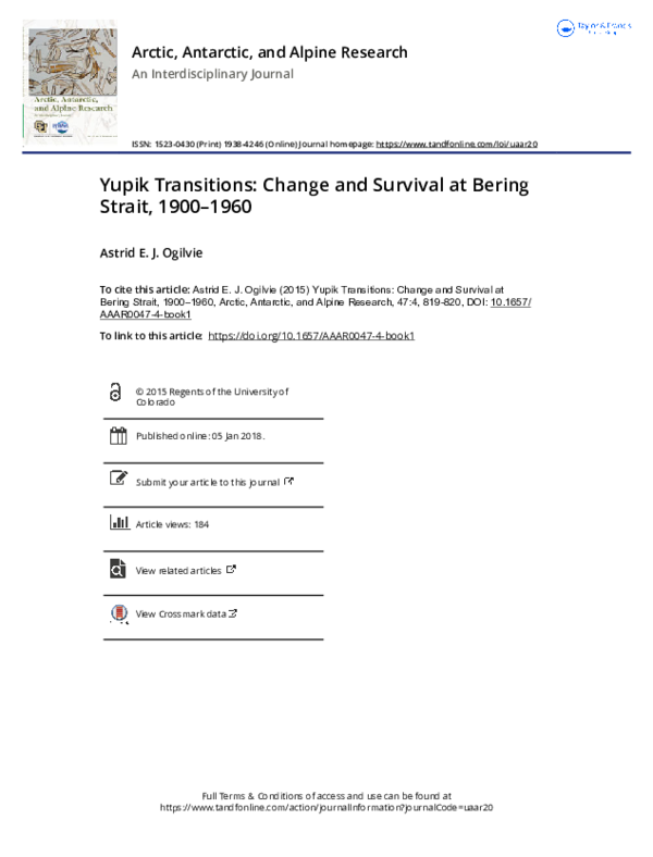 (PDF) Yupik Transitions: Change and Survival at Bering Strait, 1900 ...