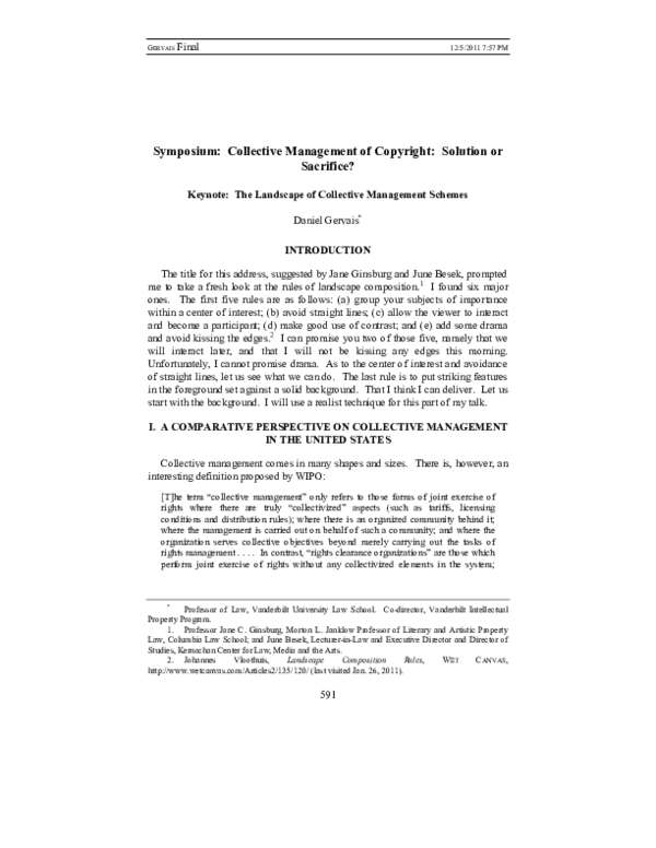 (PDF) Keynote: The Landscape of Collective Management Schemes | Daniel ...