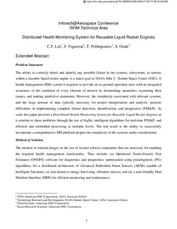 (PDF) Distributed Health Monitoring System for Reusable Liquid Rocket ...