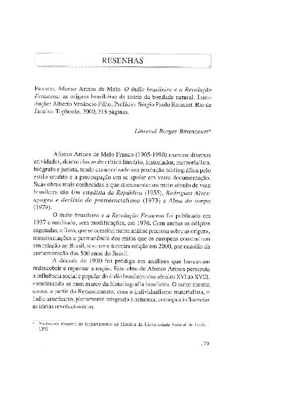 (PDF) FRANCO, Afonso Arinos de Melo. O índio brasileiro e a Revolução ...
