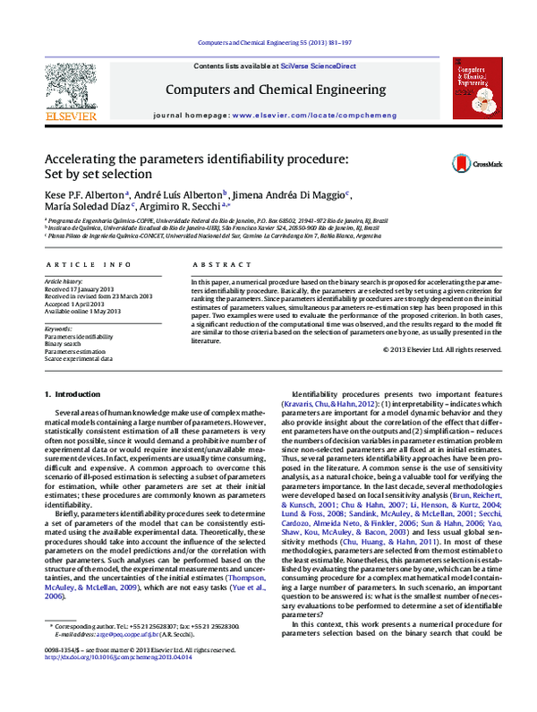 (PDF) Accelerating the parameters identifiability procedure: Set by set selection