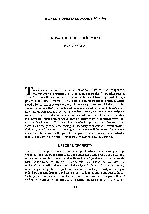 (PDF) Causation and Induction | Evan Fales - Academia.edu