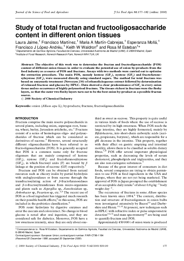 (PDF) Study of total fructan and fructooligosaccharide content in ...