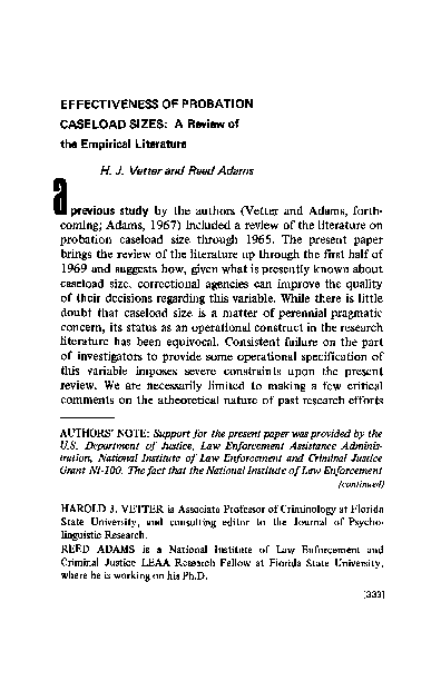 (PDF) Effectiveness of probation caseload sizes: A review of the ...