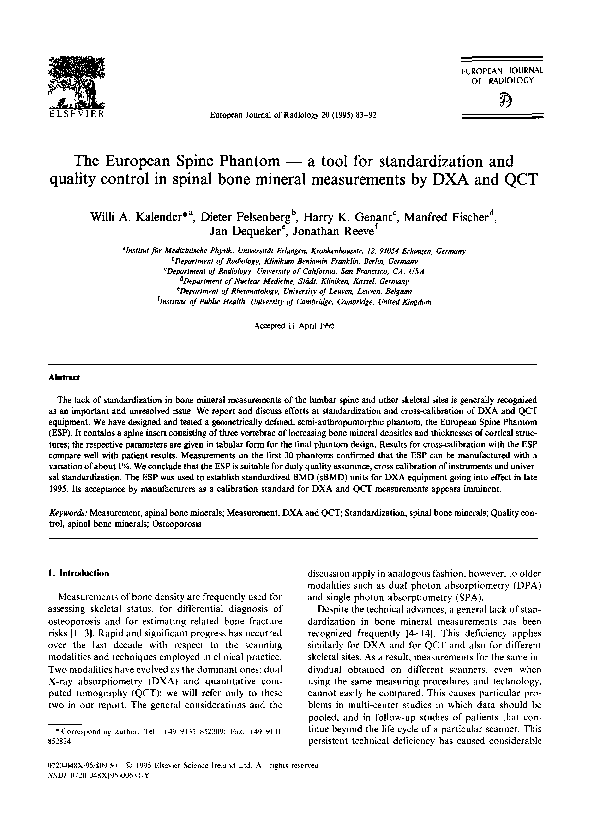 (PDF) The European Spine Phantom — a tool for standardization and ...