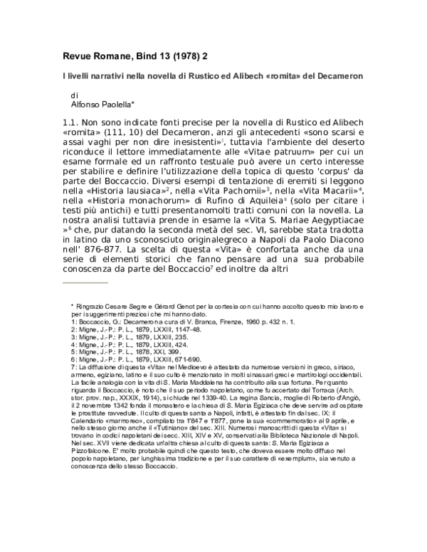 (DOC) I livelli narrativi nella novella di Rustico ed Alibech «romita ...