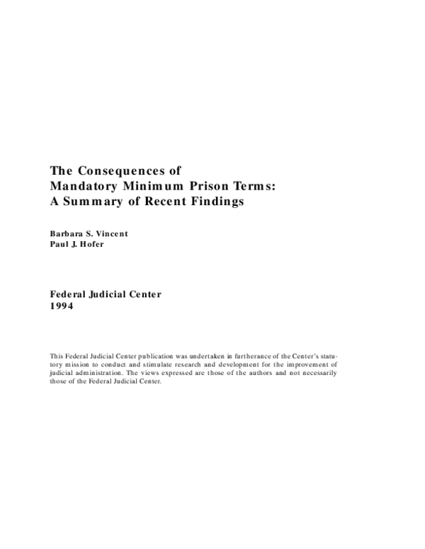 (PDF) The Consequences of Mandatory Minimum Prison Terms: A Summary of ...