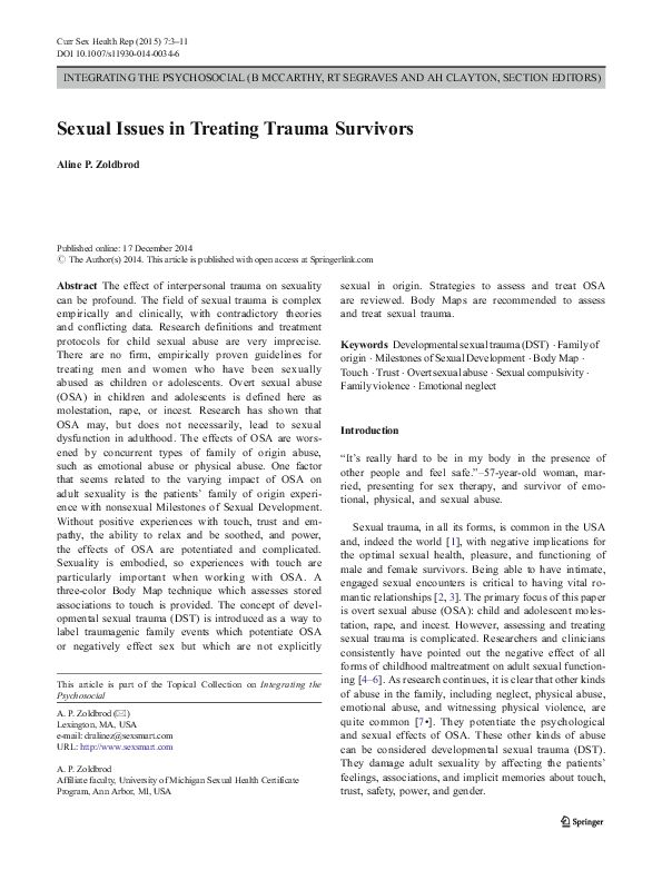 (PDF) Sexual Issues in Treating Trauma Survivors