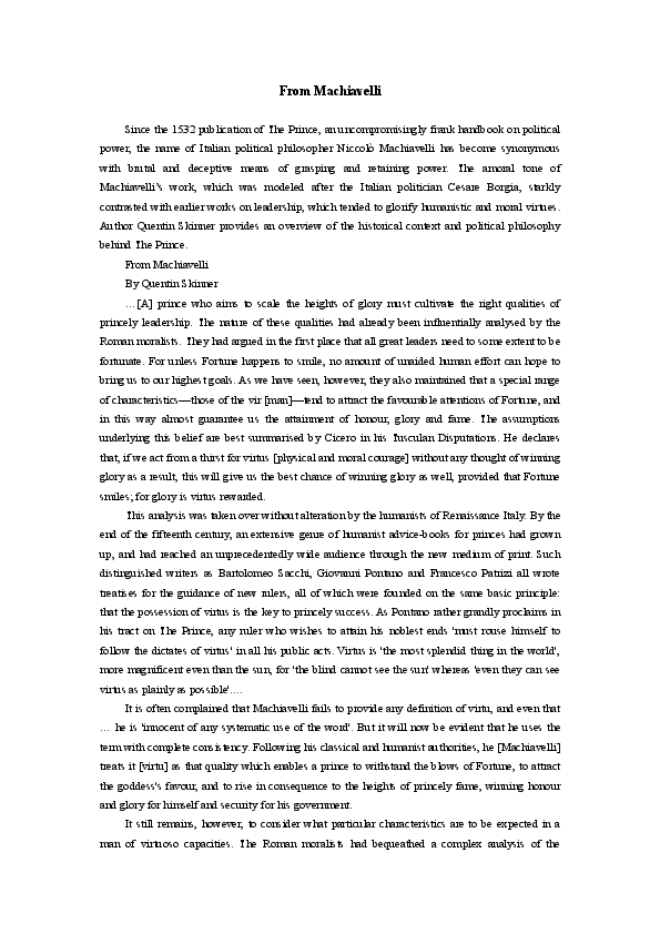 (DOC) Machiavelli