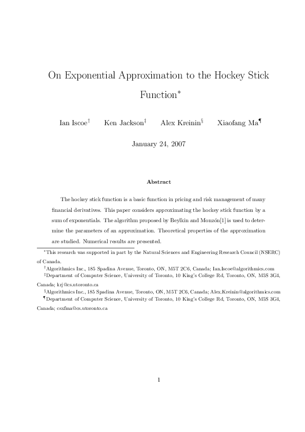 (PDF) On exponential approximation to the hockey-stick function