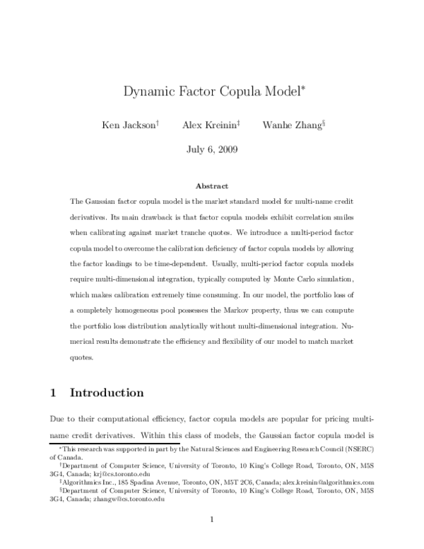 (PDF) Dynamic factor copula model