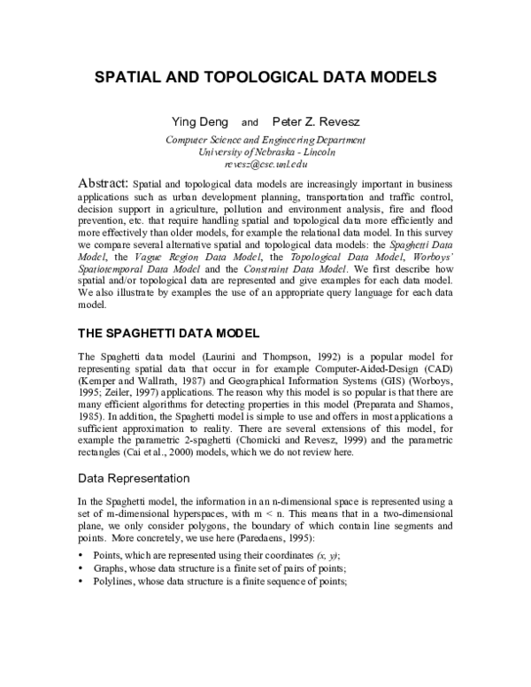 (PDF) Spatial and Topological Data Models