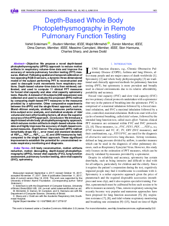(PDF) Depth-Based Whole Body Photoplethysmography in Remote Pulmonary ...