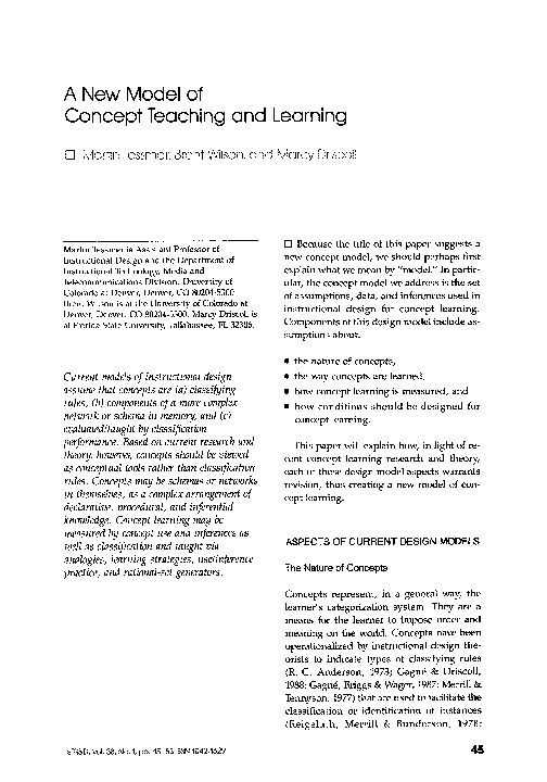 (PDF) A new model of concept teaching and learning