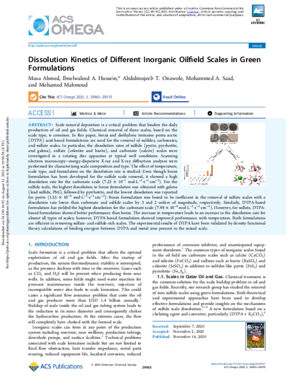 (PDF) Dissolution Kinetics of Different Inorganic Oilfield Scales in ...