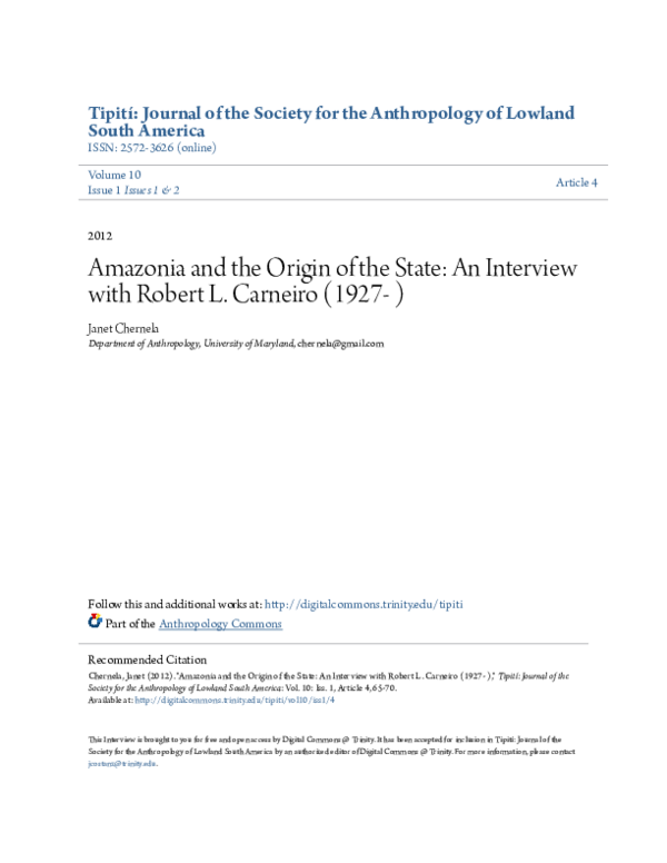 (PDF) Amazonia and the Origin of the State: An Interview with Robert L ...