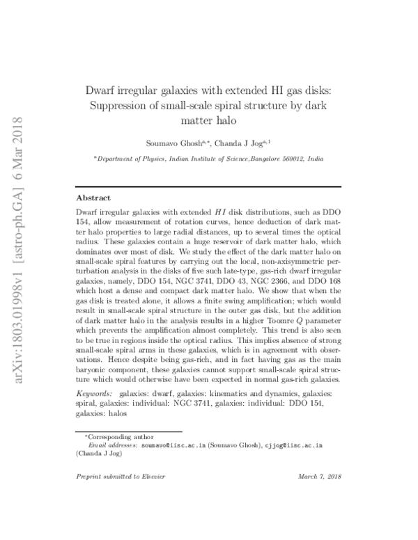 (PDF) Dwarf irregular galaxies with extended HI gas disks: Suppression of small-scale spiral ...
