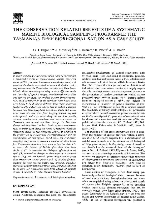 (PDF) The conservation-related benefits of a systematic marine ...