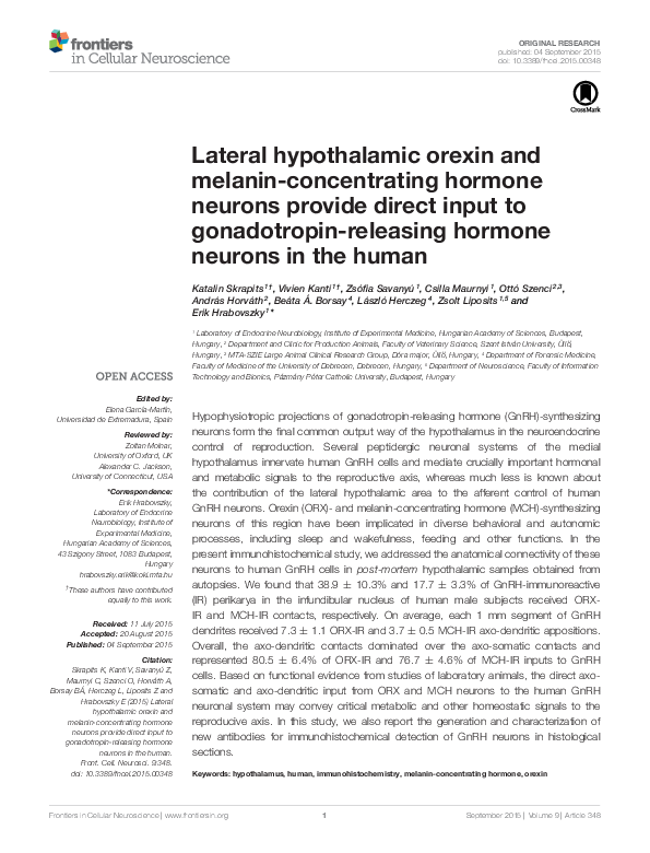 (PDF) Lateral hypothalamic orexin and melanin-concentrating hormone ...