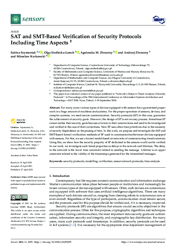 (PDF) SAT and SMT-Based Verification of Security Protocols Including ...