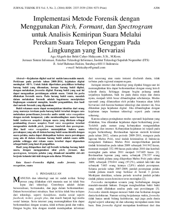 (PDF) Implementasi Metode Forensik dengan Menggunakan Pitch, Formant ...