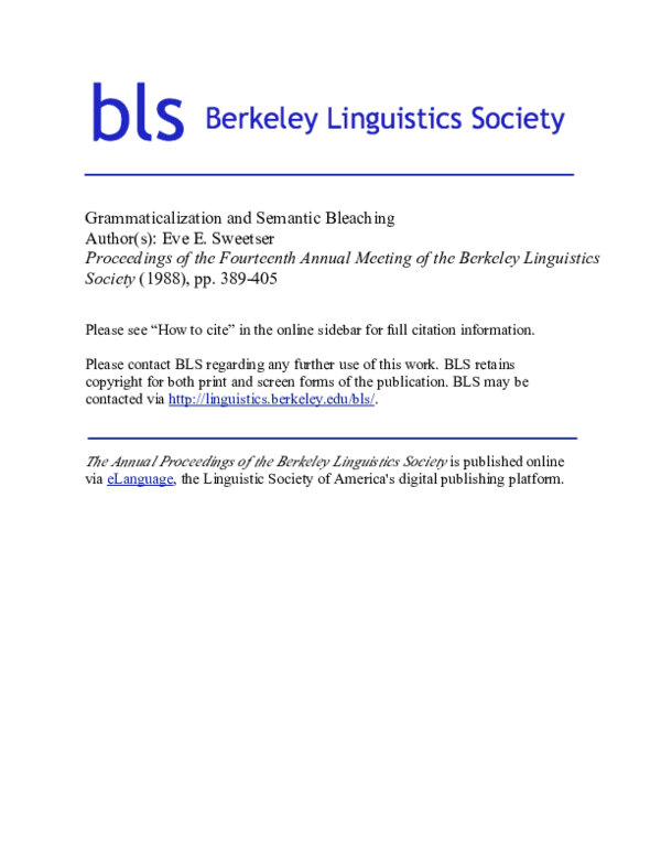 (PDF) Grammaticalization and semantic bleaching