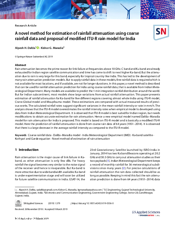 (PDF) A novel method for estimation of rainfall attenuation using ...