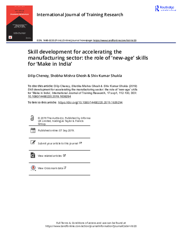 (PDF) Skill development for accelerating the manufacturing sector: the ...