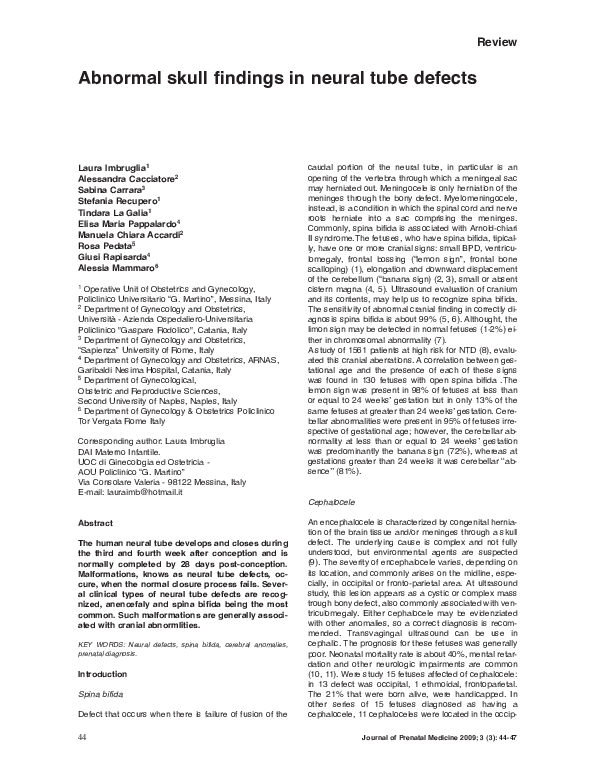 (PDF) Abnormal skull findings in neural tube defects
