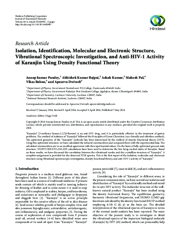 (PDF) Isolation, Identification, Molecular and Electronic Structure ...