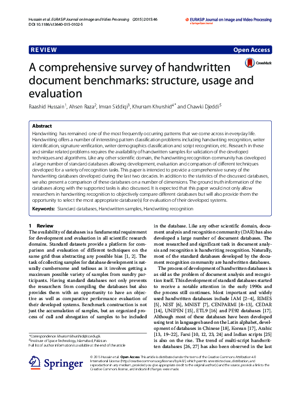 (PDF) A comprehensive survey of handwritten document benchmarks ...
