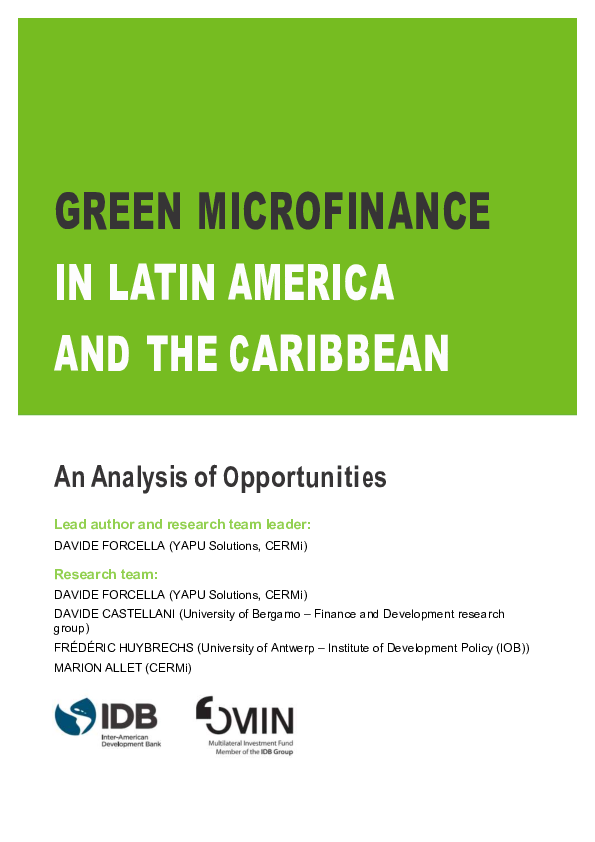(PDF) Green microfinance in Latin America and the Caribbean: An ...