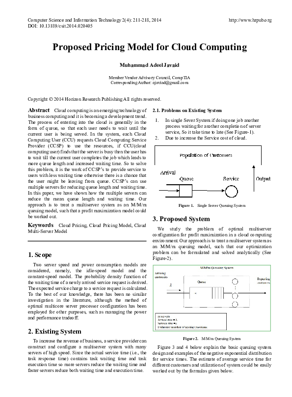 (PDF) Proposed Pricing Model for Cloud Computing