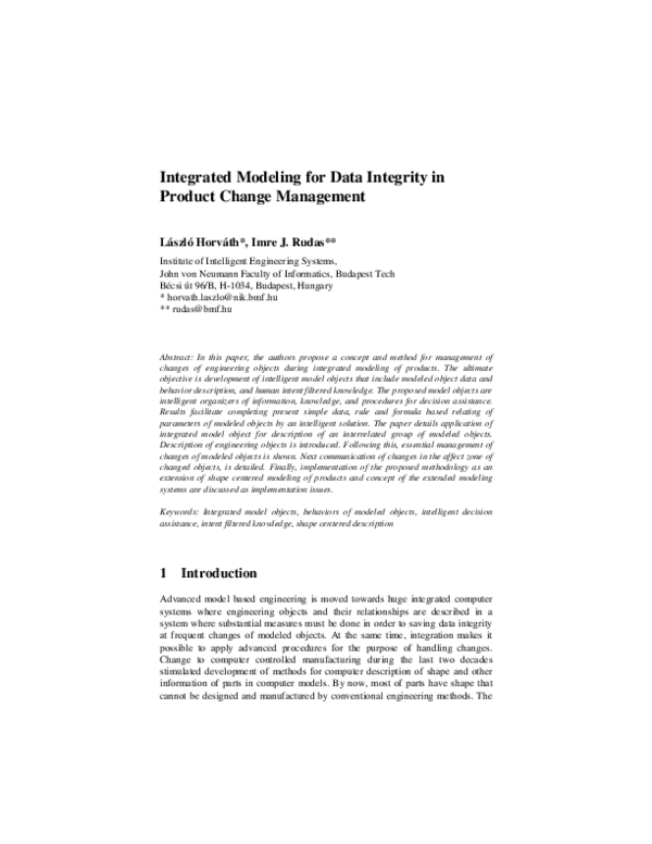 (PDF) Integrated Modeling for Data Integrity in Product Change Management