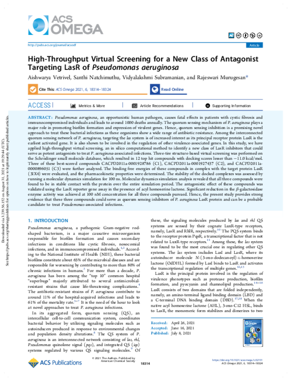 (PDF) High-Throughput Virtual Screening for a New Class of Antagonist Targeting LasR of ...