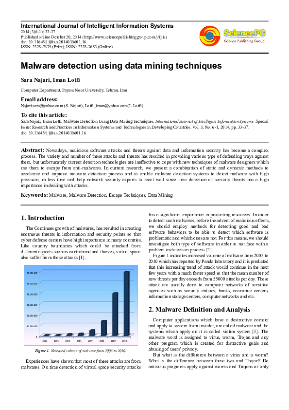 Pdf Malware Detection Using Data Mining Techniques