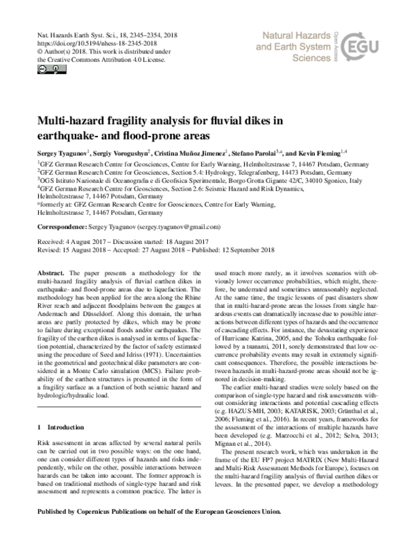 (PDF) Multi-hazard fragility analysis for fluvial dikes in earthquake ...