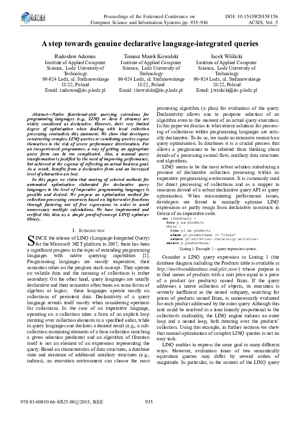 (PDF) A step towards genuine declarative language-integrated queries