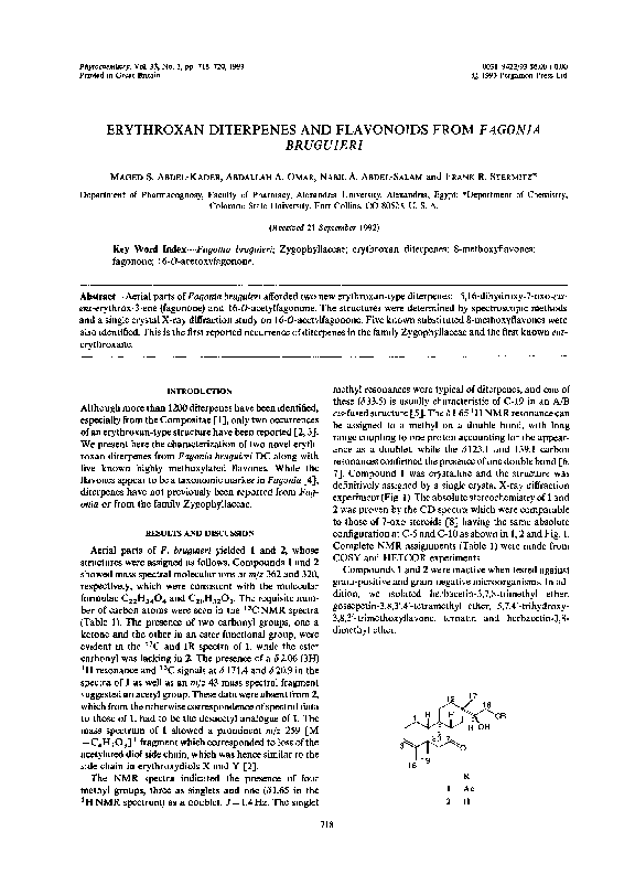 (PDF) Erythroxan diterpenes and flavonoids from Fagonia bruguieri