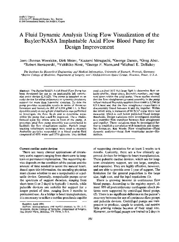 (PDF) A Fluid Dynamic Analysis Using Flow Visualization of the Baylor ...