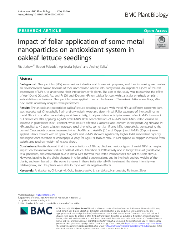 (PDF) Impact of foliar application of some metal nanoparticles on ...