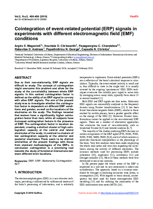 (PDF) Cointegration of event-related potential (ERP) signals in ...